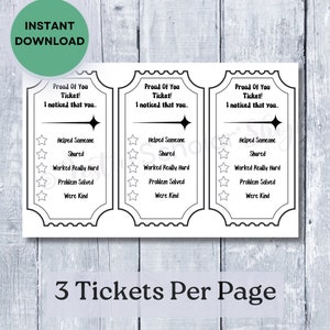 Kids Reward Ticket Printable Incentive Coupon for Pupil Achievement ...
