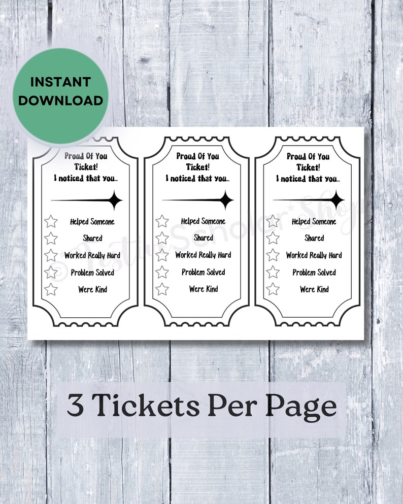 Kids Reward Ticket Printable Incentive Coupon for Pupil Achievement ...