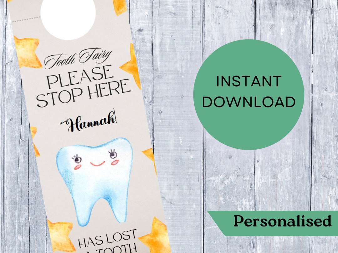 Tooth Fairy Door Hanger Printable Door Hanger for Tooth Fairy Gift ...