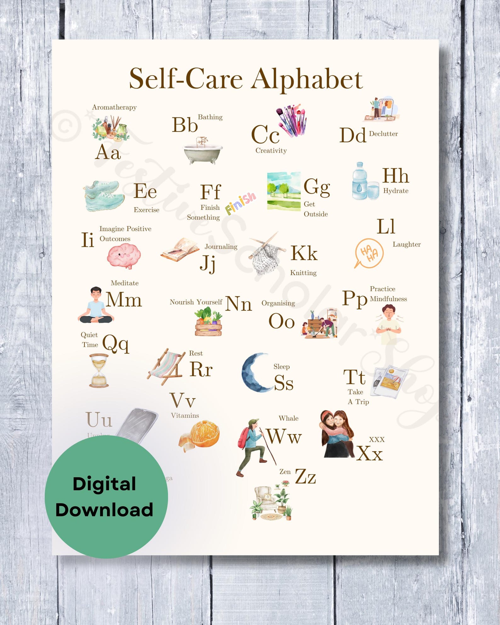 Self-care Alphabet Poster Printable Mental Health Support for Students ...