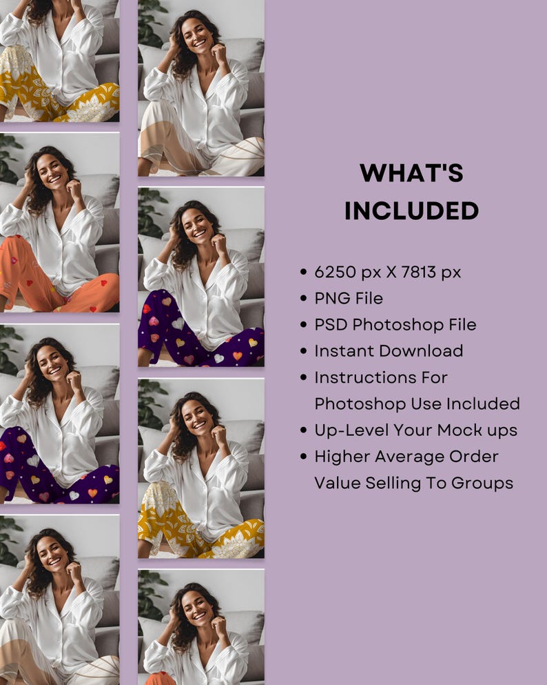 Pyjama Pants Mockup Professional Influencer Mock up Perfect for Printify Women's Pyjamas Listing ...