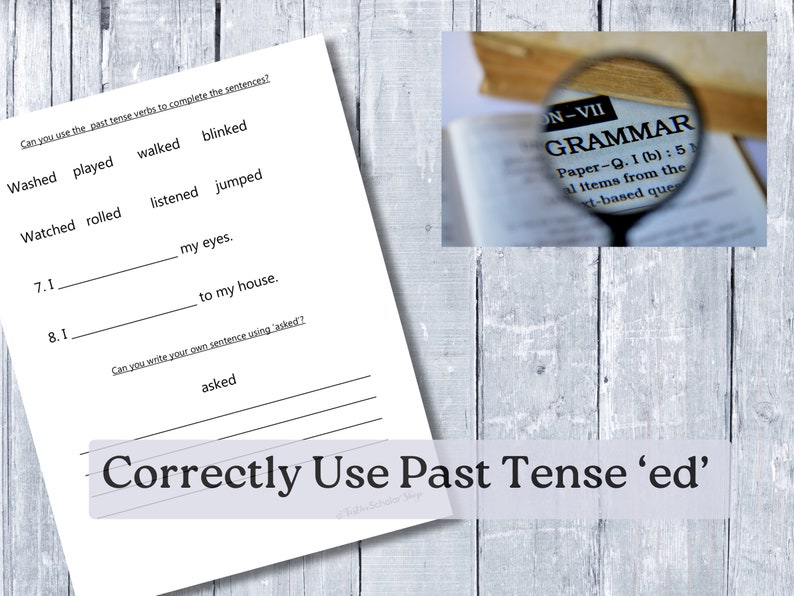 Past Tense English Grammar Worksheets for ESL Pupils Homeschool English ...