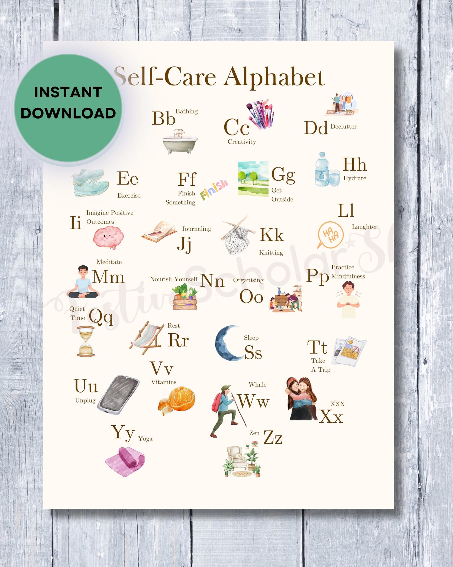 Self-care Alphabet Poster Printable Mental Health Support for Students ...