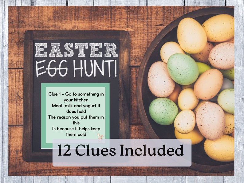 Easter Egg Hunt Printable Indoors Easter Egg Scavenger Hunt Clues for ...