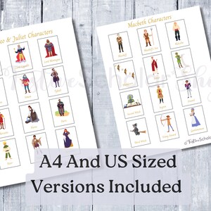 Macbeth and Romeo and Juliet Character Flashcards for Guessing Game ...