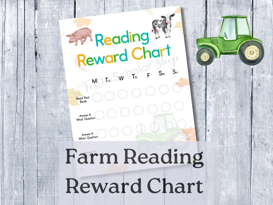 Kids Reading Reward Chart Printable Reading Log Farm Theme - Etsy
