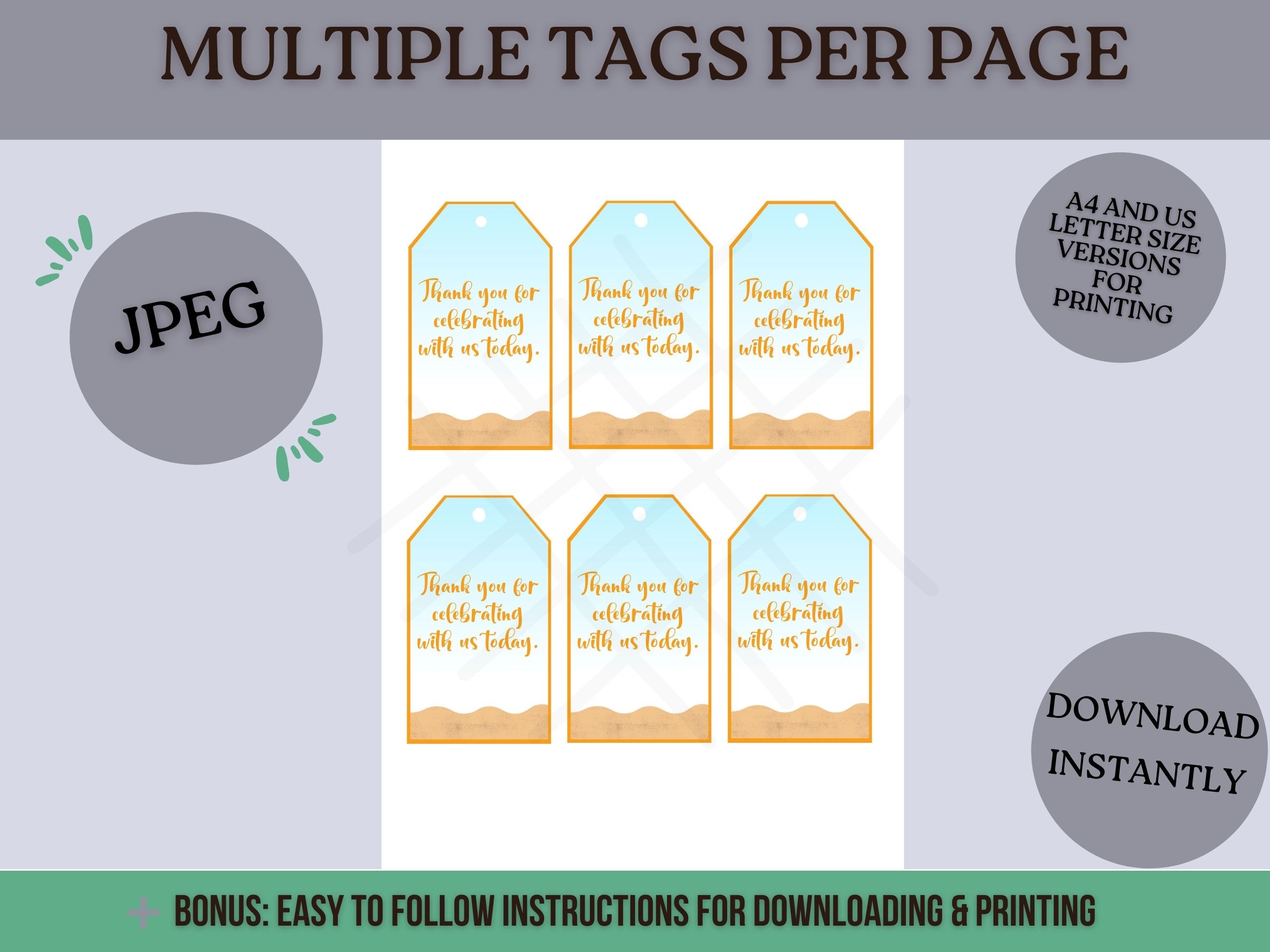 Favor Tags Beach Theme Printable Favour Tags for Goody Bags Beach Theme ...