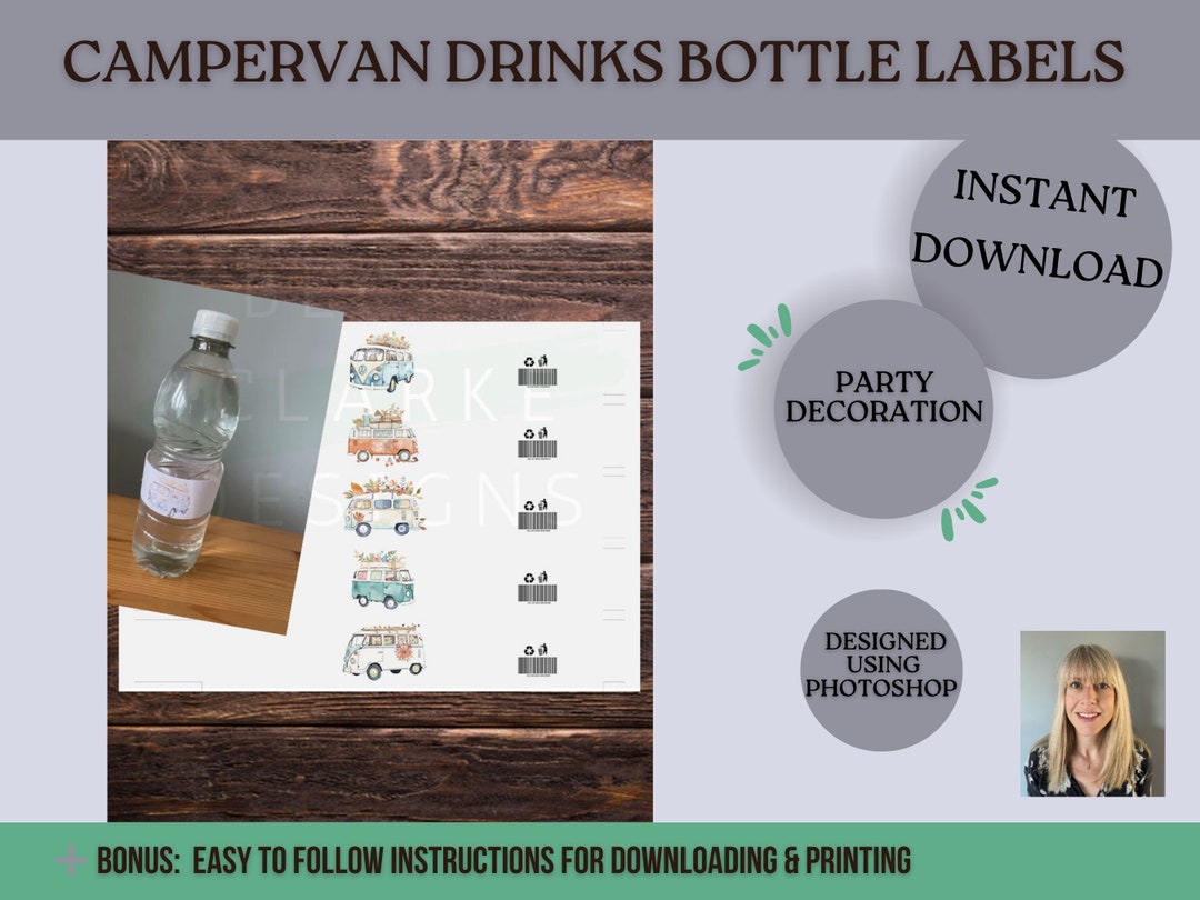 Campervan Drinks Bottle Labels Printable Campervan Decor for Party ...
