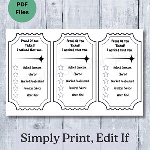 Kids Reward Ticket Printable Incentive Coupon for Pupil Achievement ...