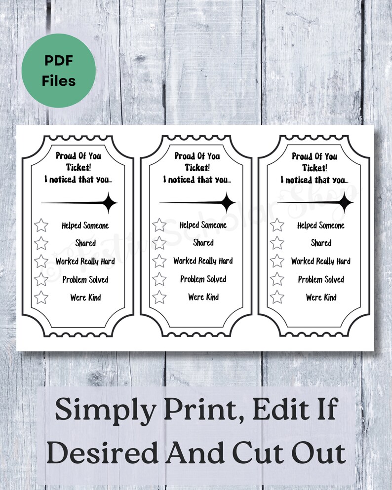 Kids Reward Ticket Printable Incentive Coupon for Pupil Achievement ...