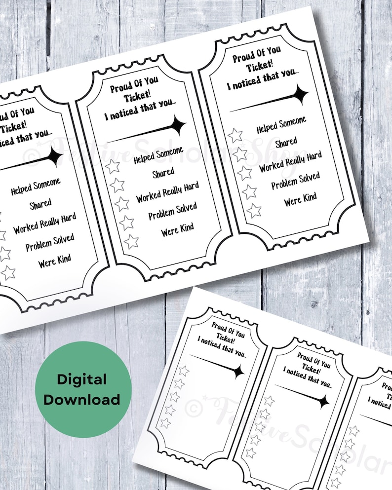 Kids Reward Ticket Printable Incentive Coupon for Pupil Achievement ...