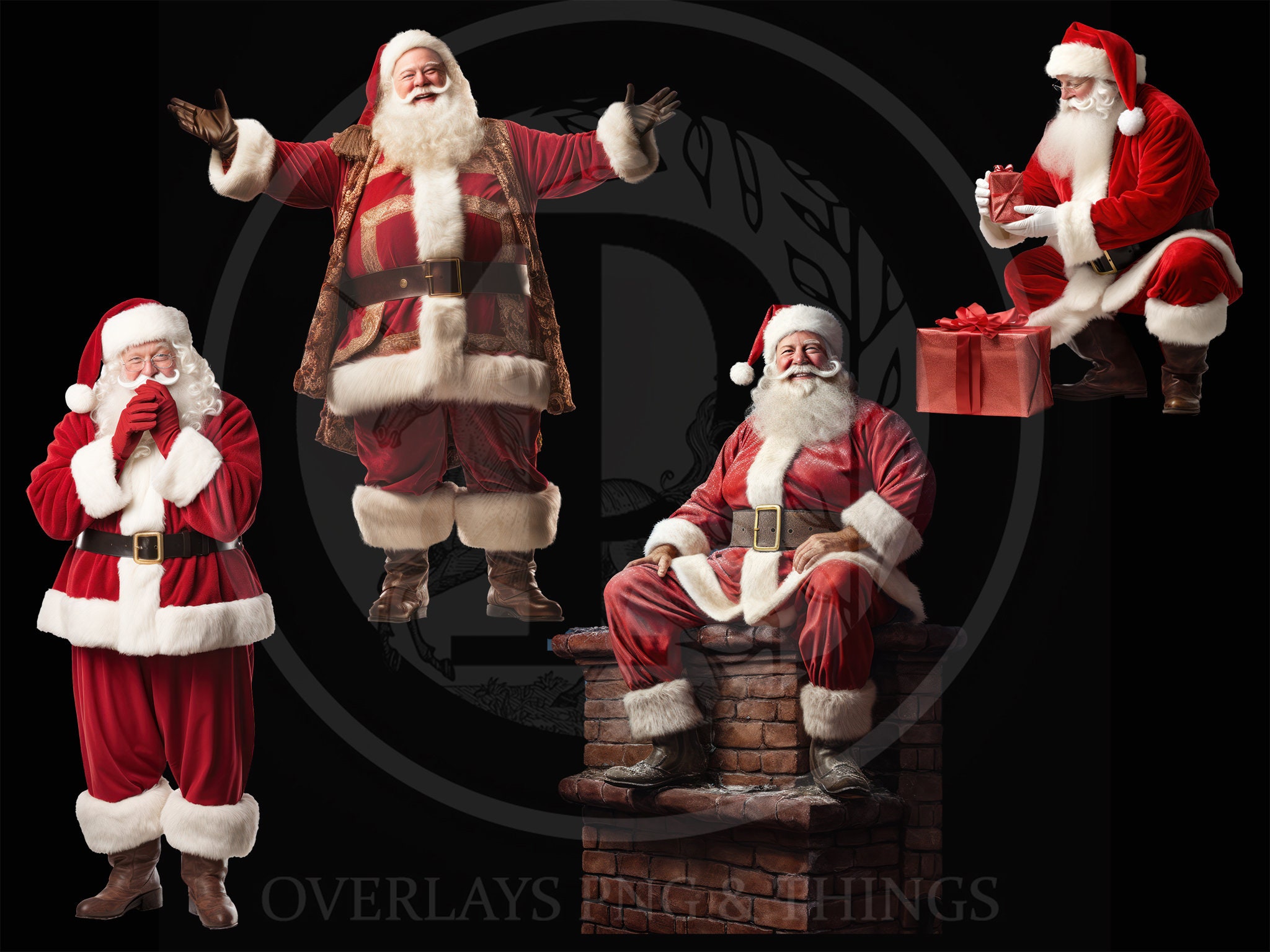 Ultimate Santa Digital Overlay Pack / Santa Claus PNG / Christmas ...