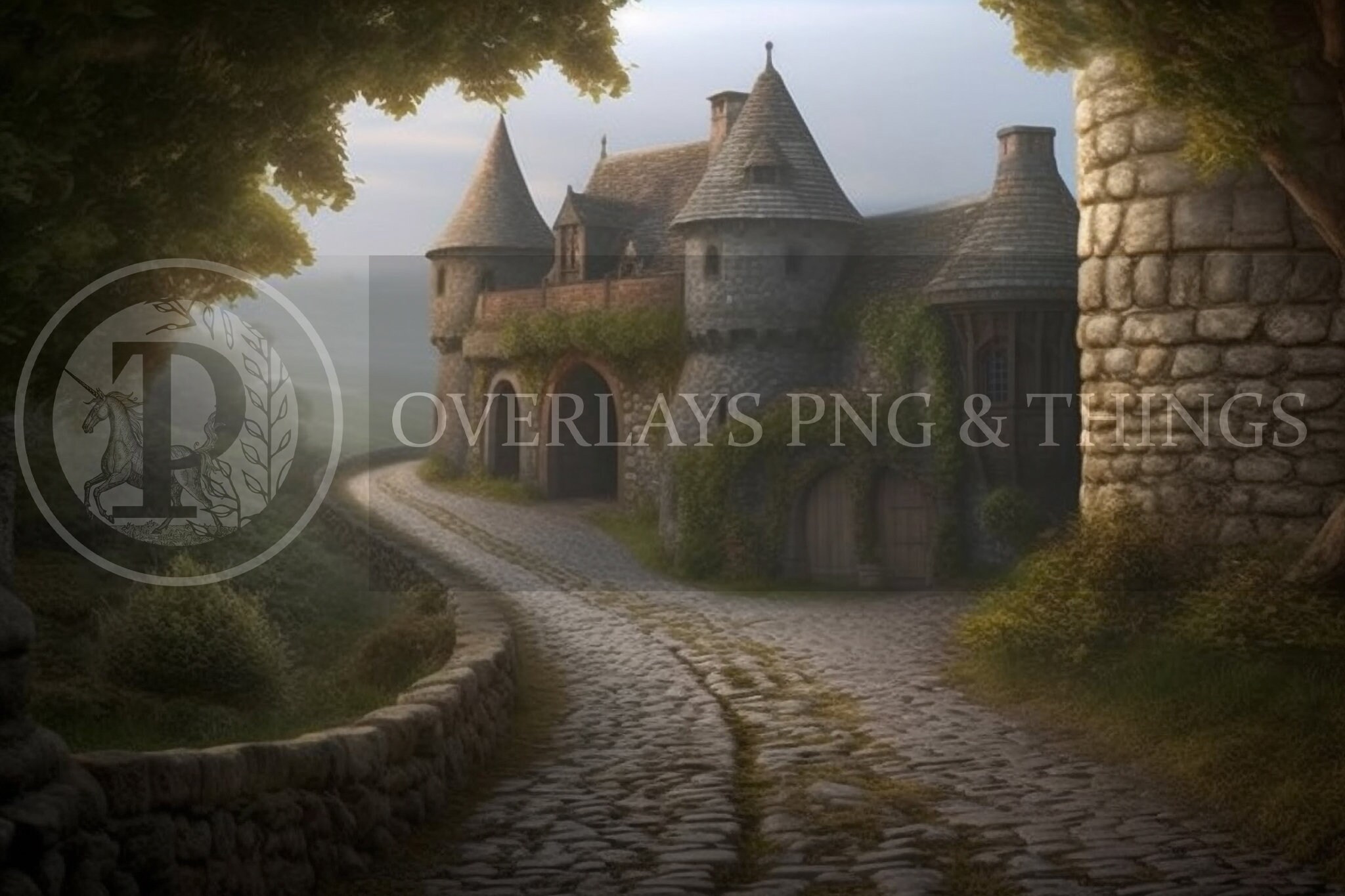 Medieval Fantasy Castle Digital Background 12 Pack / Cobblestone Street ...