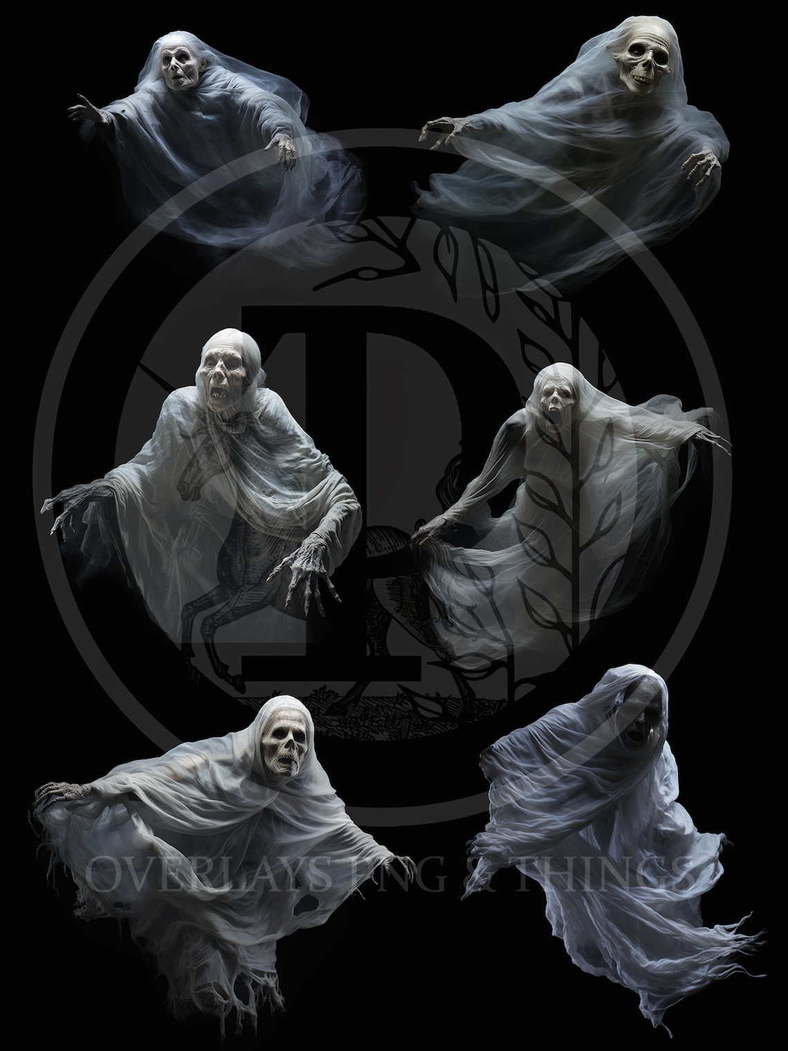 Ghost Overlays Collection / Ghost Png / Halloween Clipart / Monster ...