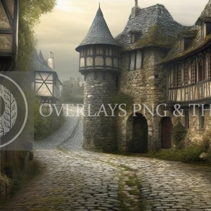 Medieval Fantasy Castle Digital Backdrop / Cobblestone Street ...