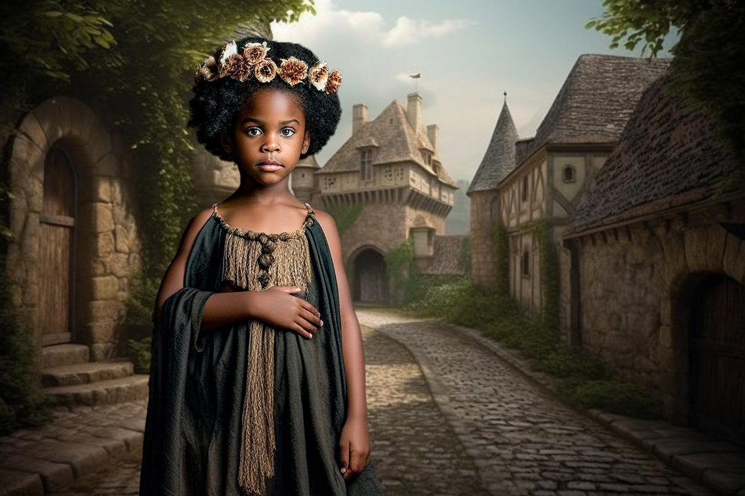 Medieval Fantasy Castle Digital Background / Cobblestone Street ...