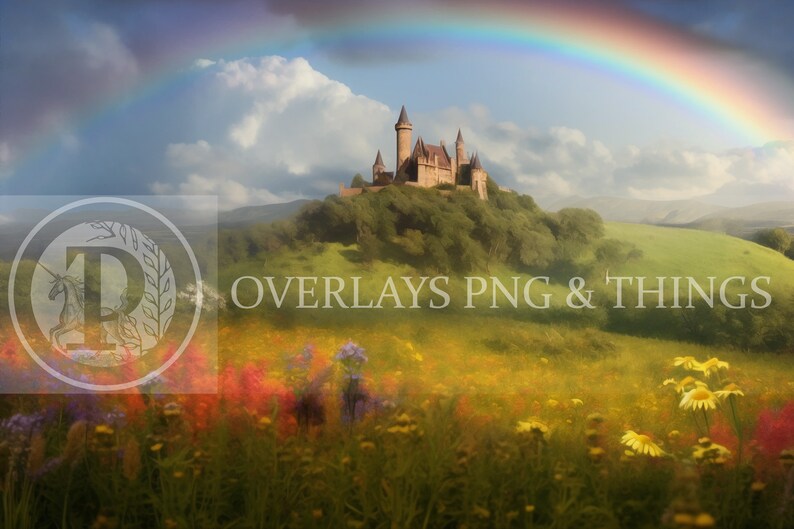 Fantasy Rainbow Castle Digital Backdrop / Colorful Castle Background ...
