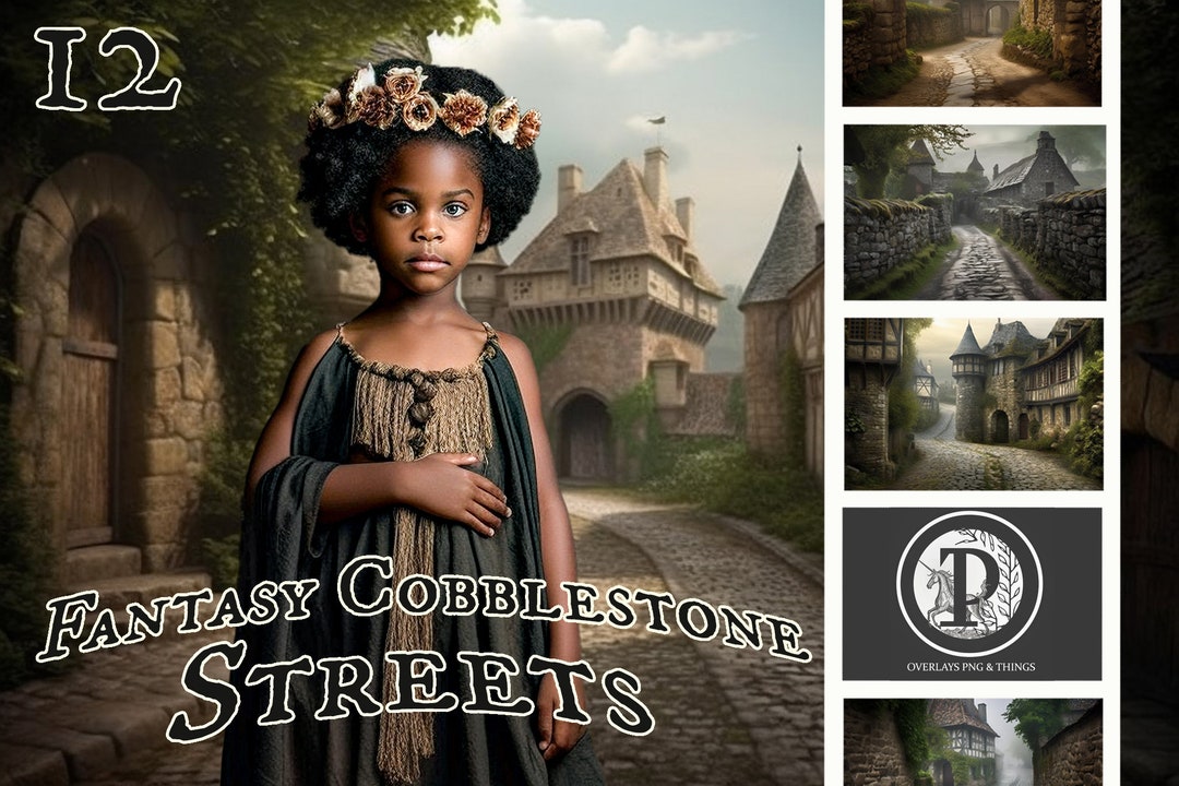 Medieval Fantasy Castle Digital Background 12 Pack / Cobblestone Street ...