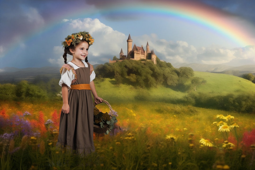 Fantasy Rainbow Castle Digital Backdrop / Colorful Castle Background ...