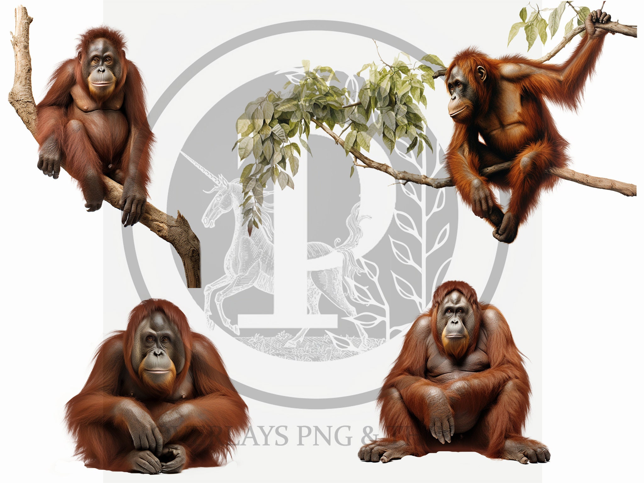 Ape Digital Overlays, PNG Overlays, Animal Clipart, Monkey Overlays ...