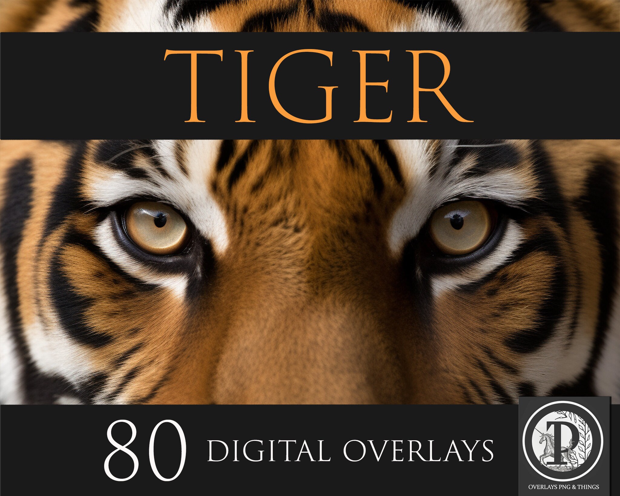 Tiger Digital Overlaystiger Clipartpng Overlaysanimal - Etsy UK
