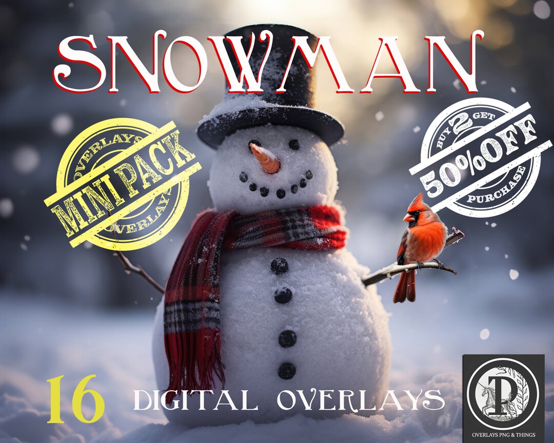 Snowman Digital Overlay Pack / Snowman PNG / Christmas Clipart ...