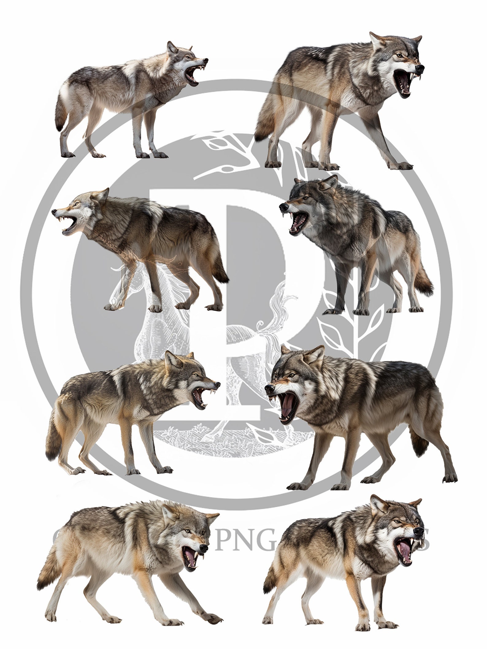 Wolves Digital Overlays, PNG Overlays, Animal Clipart, Animal Overlays ...