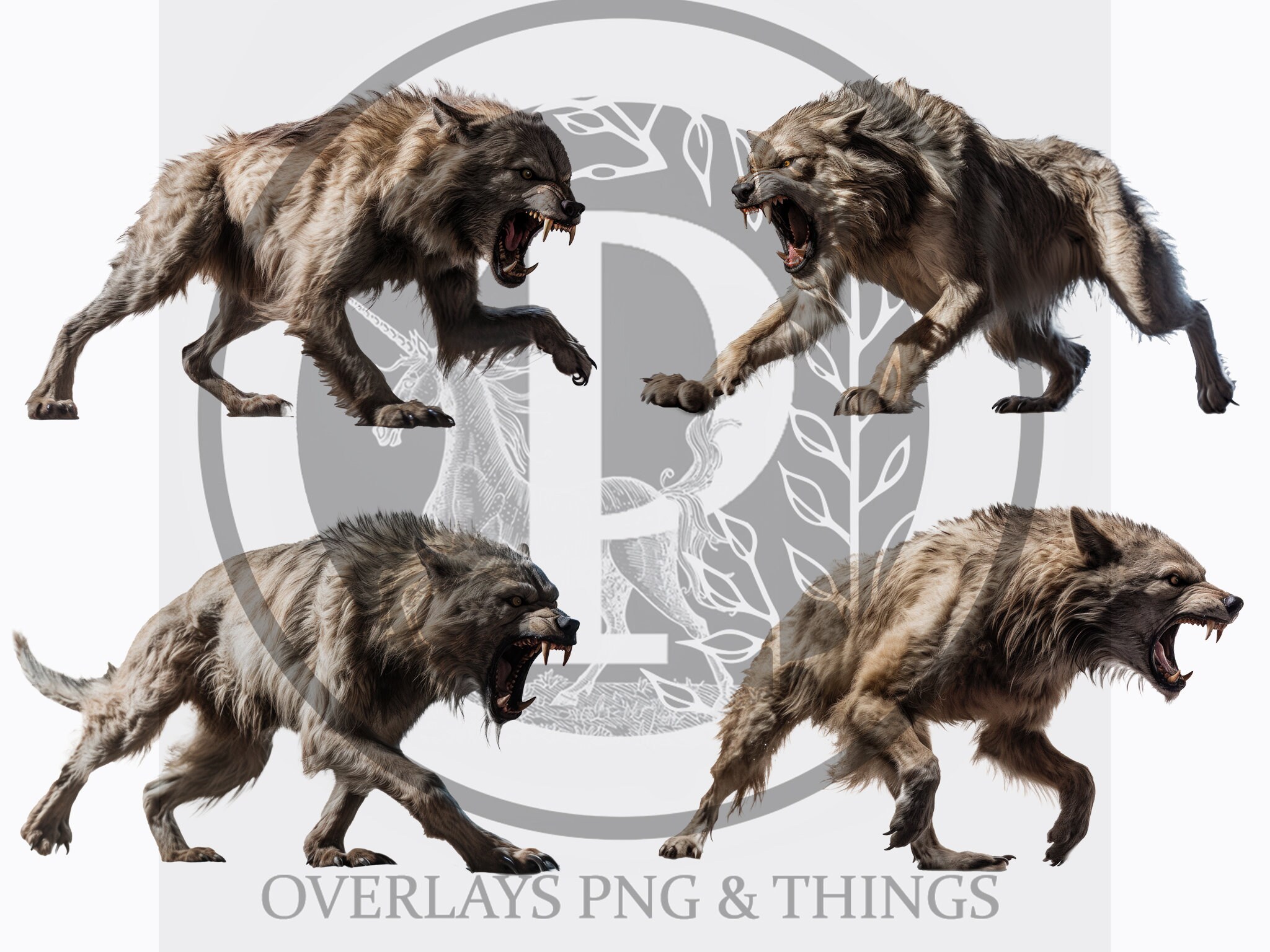 Werewolf Digital Overlays,halloween PNG Overlays, Monster Clipart ...