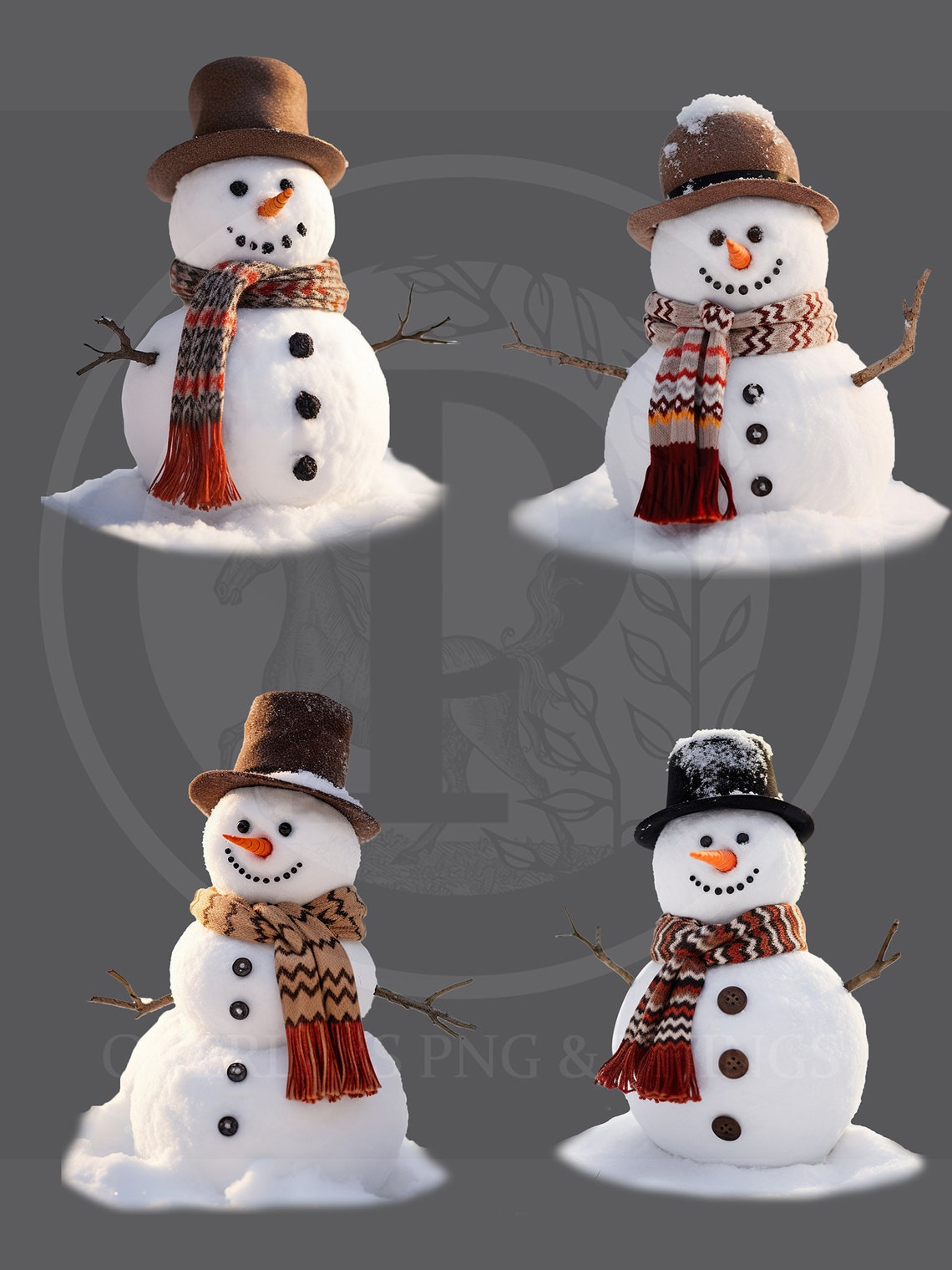 Snowman Digital Overlay Pack / Snowman PNG / Christmas Clipart ...