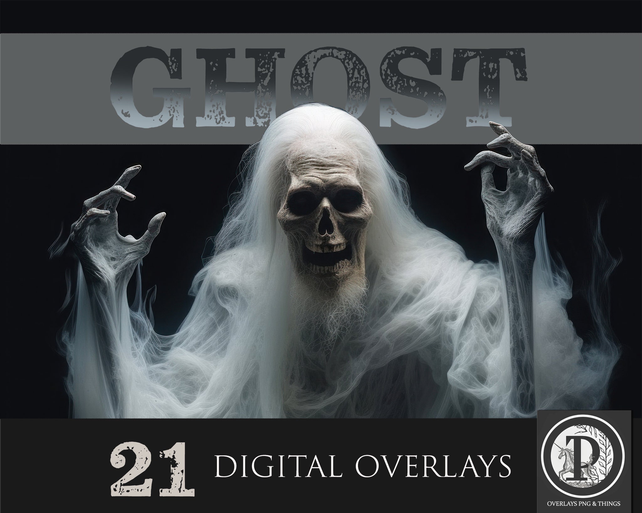 Ghost Overlays Collection / Ghost Png / Halloween Clipart / Monster ...