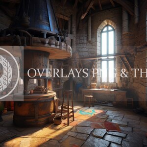 Medieval Fantasy Wizard Workshop Digital Background / Wizard Workshop ...