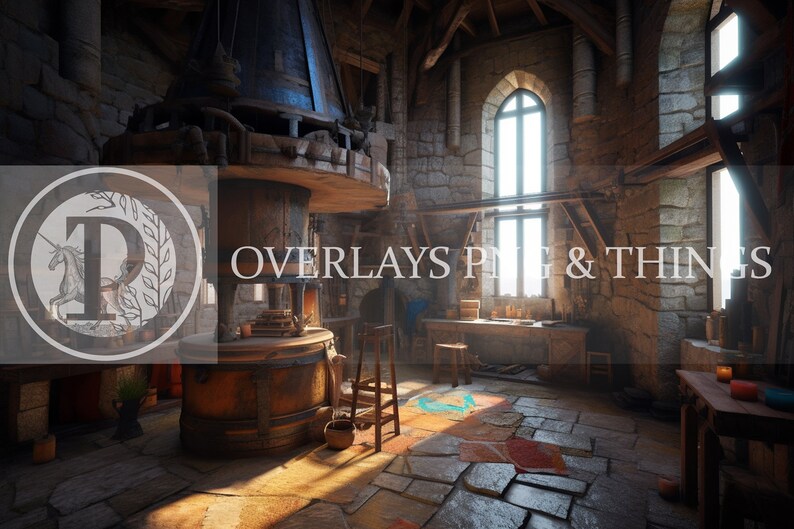 Medieval Fantasy Wizard Workshop Digital Background / Wizard Workshop ...