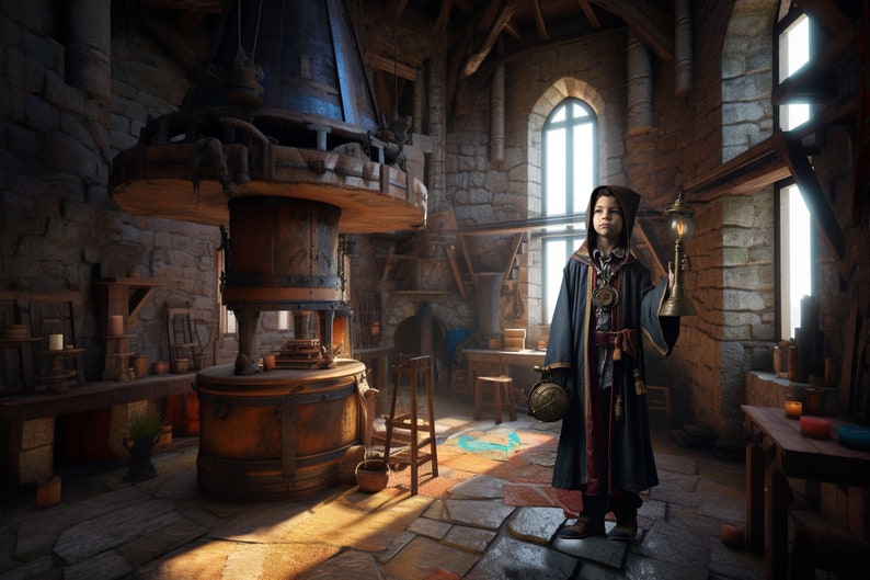 Medieval Fantasy Wizard Workshop Digital Background / Wizard Workshop ...