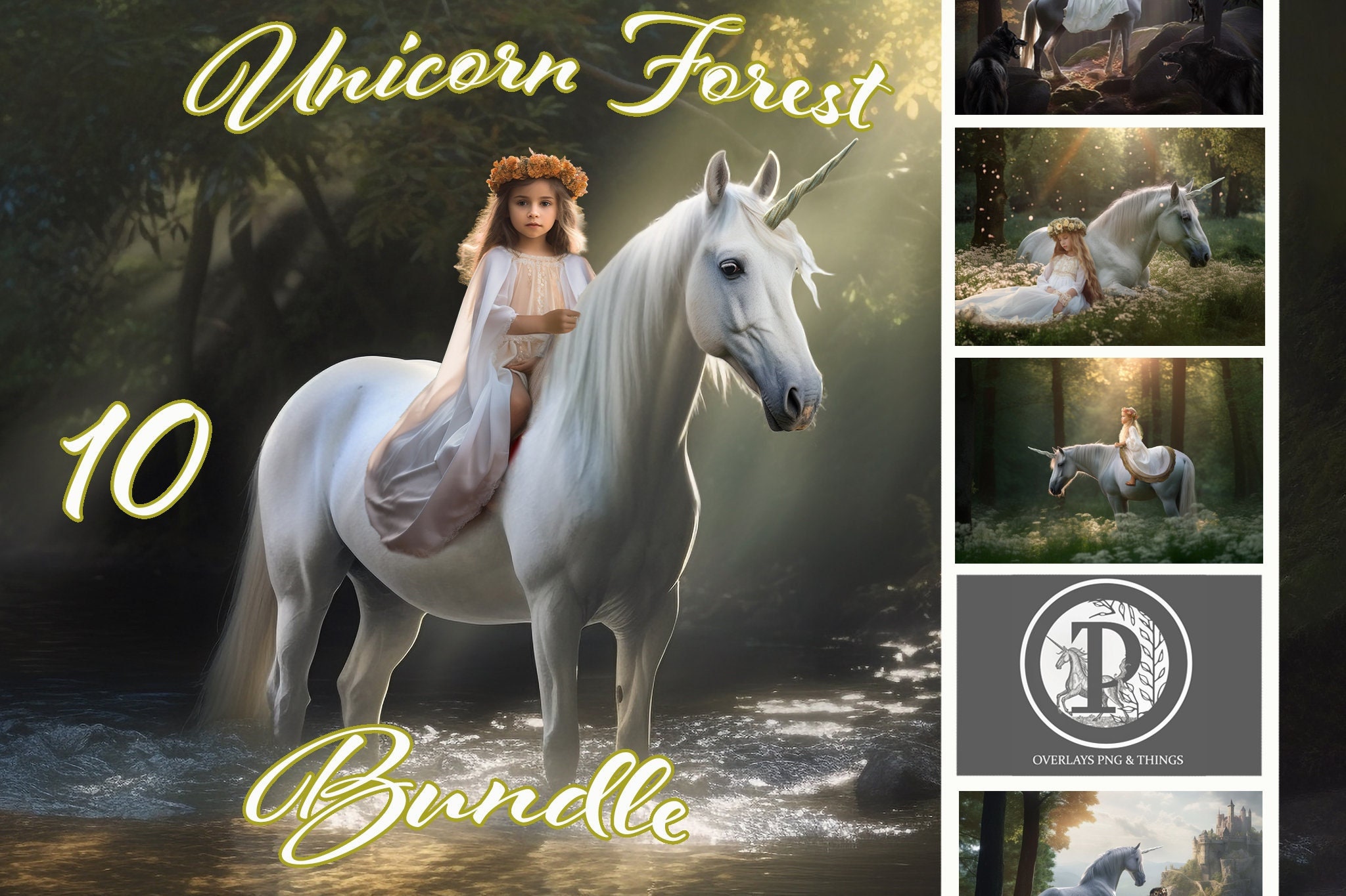 Unicorn Forest Bundle Pack / Unicorn Digital Background / Fairy Tale ...