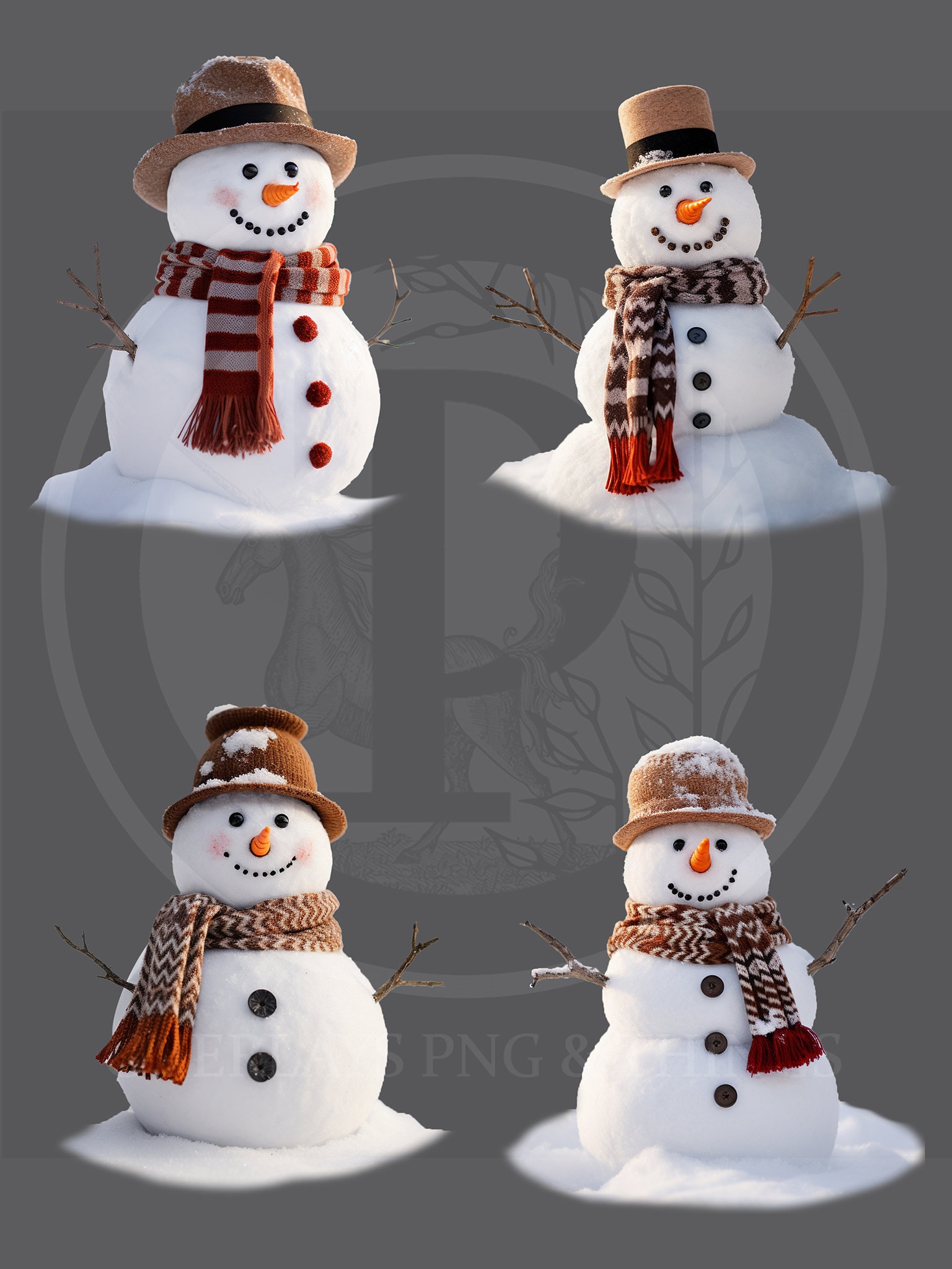 Snowman Digital Overlay Pack / Snowman PNG / Christmas Clipart ...