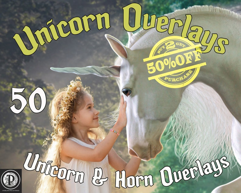 Unicorn Overlays PNG Photoshop Overlays Unicorn Digital - Etsy