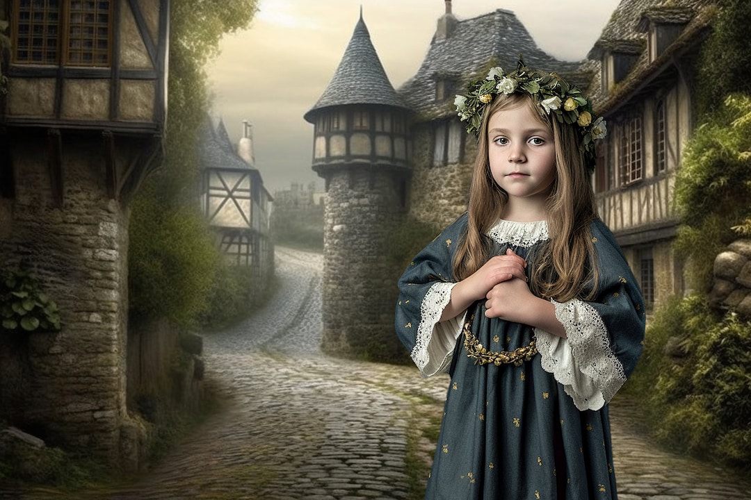 Medieval Fantasy Castle Digital Backdrop / Cobblestone Street ...