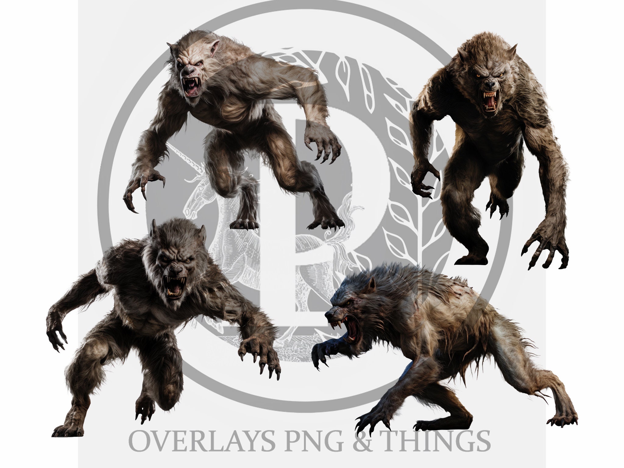 Werewolf Digital Overlays,halloween PNG Overlays, Monster Clipart ...