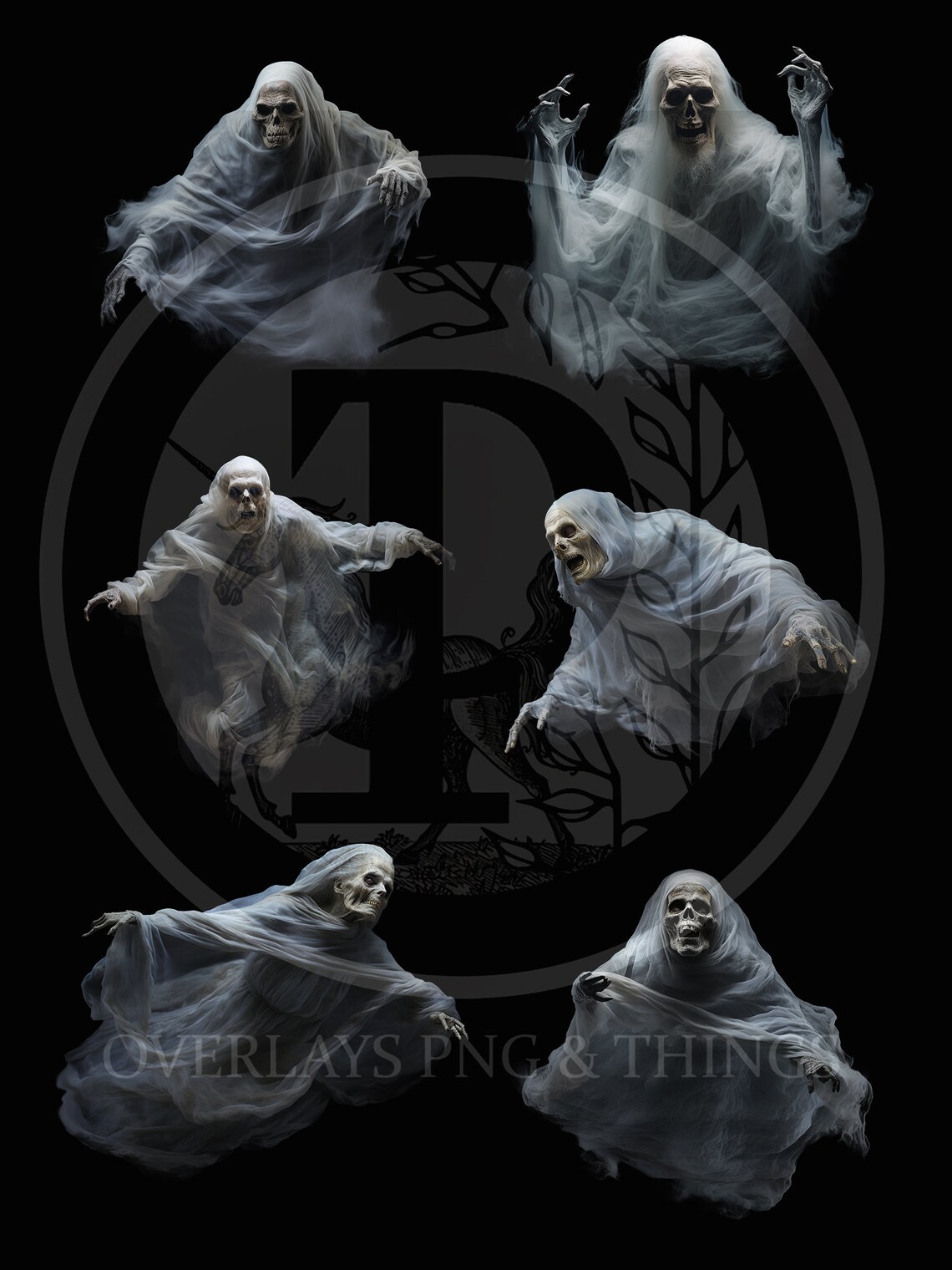 Ghost Overlays Collection / Ghost Png / Halloween Clipart / Monster ...