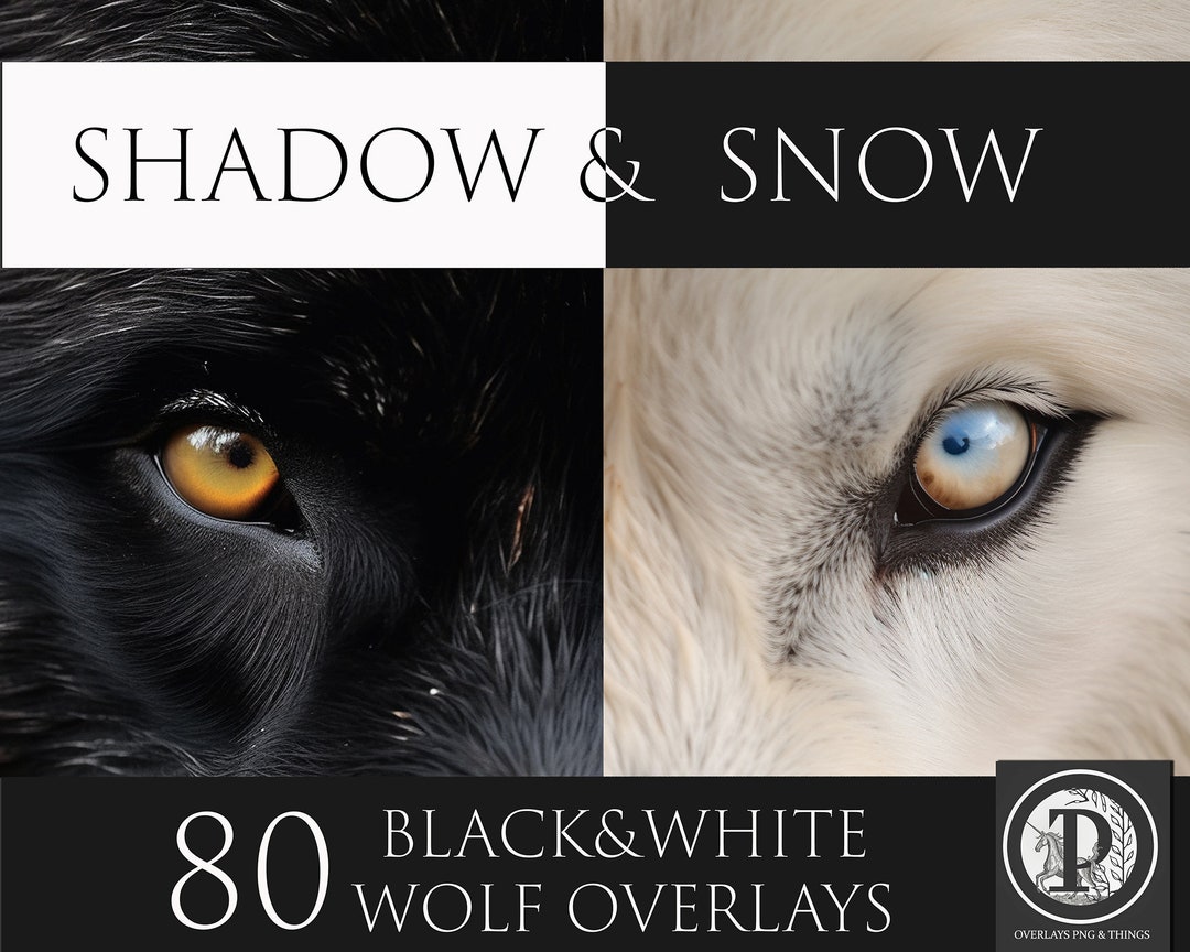 Black Wolf Digital Overlays,white Wolf PNG Overlays, Animal Clipart ...