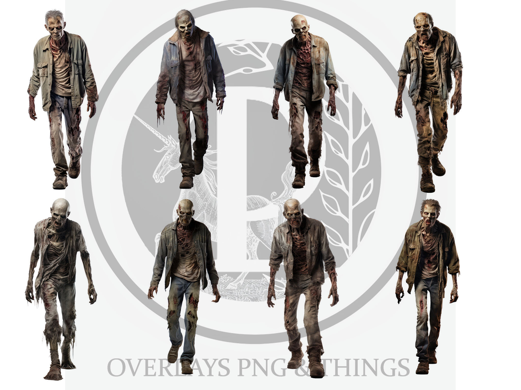 Ultimate Zombie Overlays Collection / Zombie Png / Halloween Clipart ...