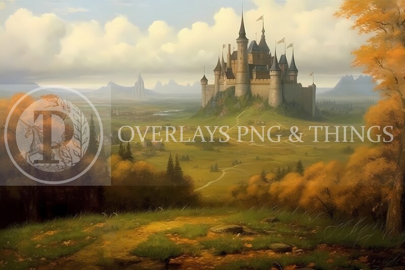 Fantasy Castle Digital Backdrop / Colorful Castle Background / - Etsy