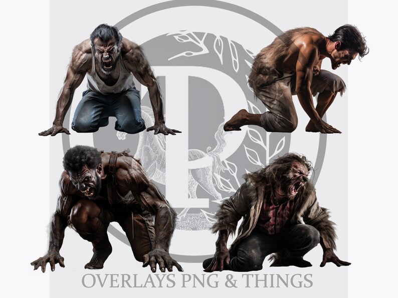 Werewolf Digital Overlays,halloween PNG Overlays, Monster Clipart ...