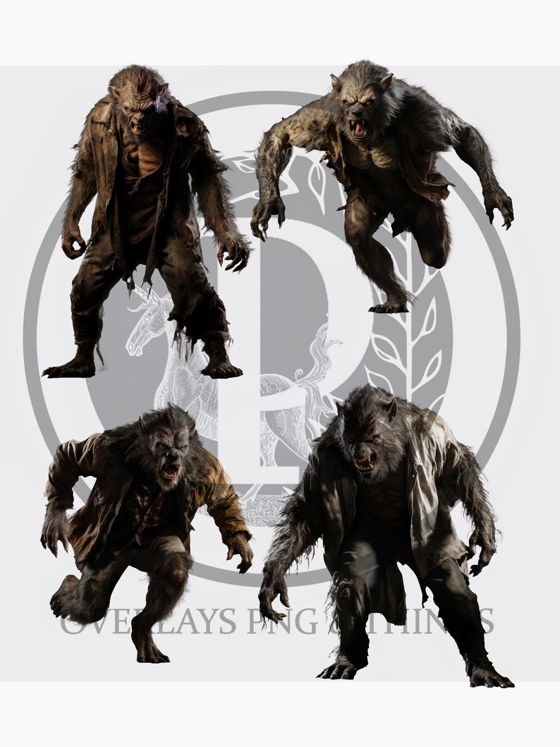 Werewolf Digital Overlays,halloween PNG Overlays, Monster Clipart ...