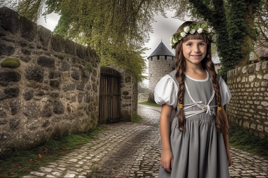 Medieval Fantasy Castle Digital Background / Cobblestone Street ...