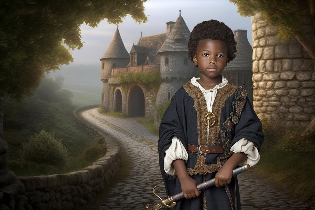 Medieval Fantasy Castle Digital Background / Cobblestone Street ...