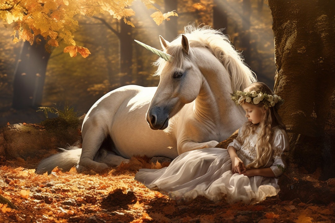 Unicorn Autumn Dream Digital Backdrop / Unicorn Digital Background ...
