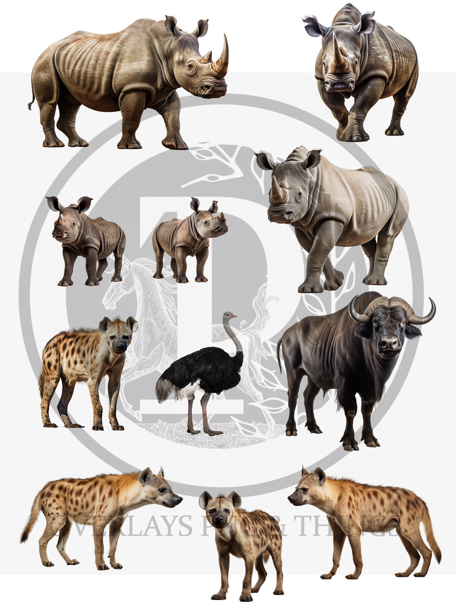 Safari Digital Overlays, Lion Clipart,elephant PNG Overlays,animal ...