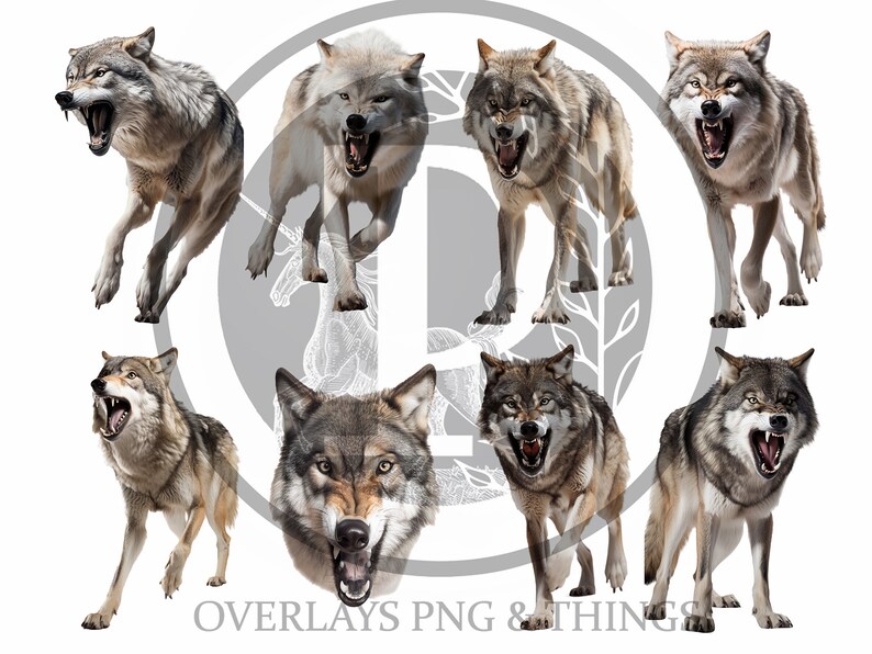 Wolves Digital Overlays PNG Overlays Animal Clipart Animal - Etsy
