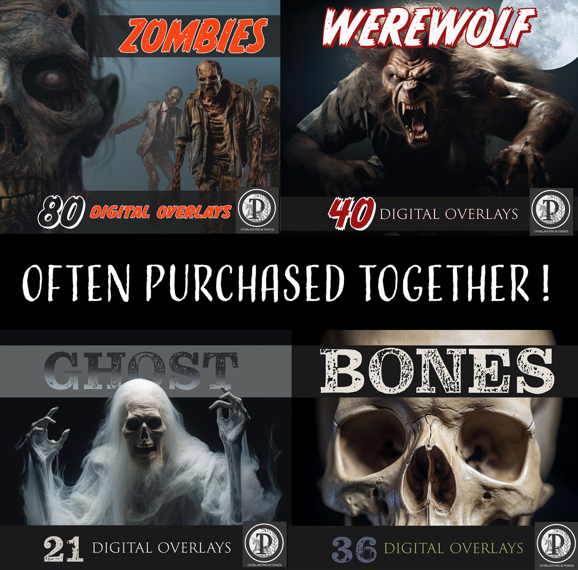 Skeleton Overlays Collection / Bone Png / Halloween Clipart / Monster ...